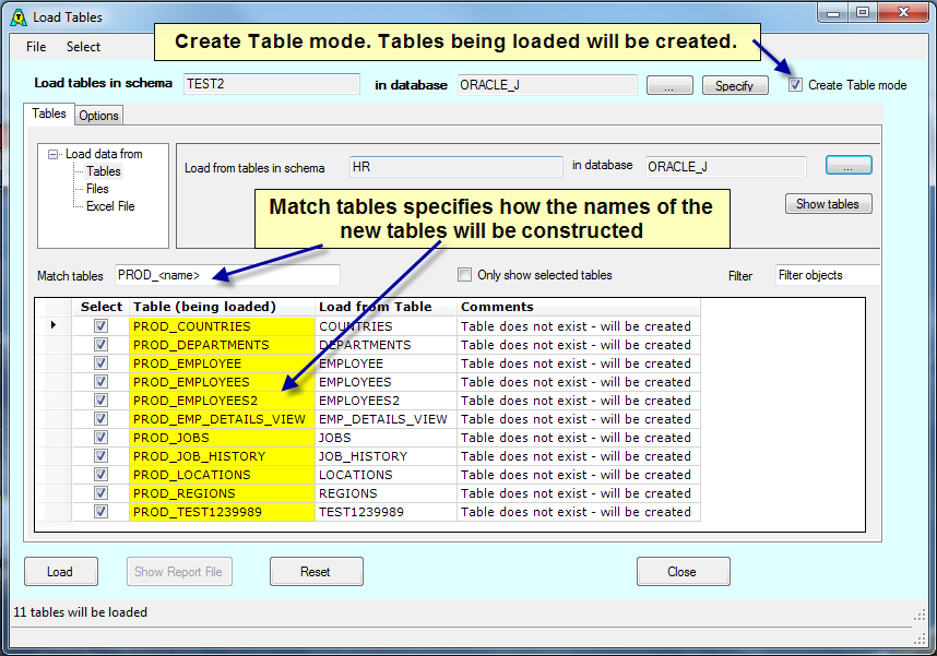 Create Table Mode